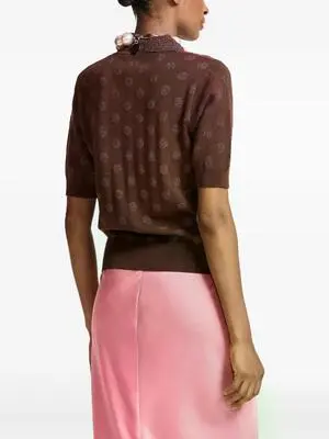 Essentiel Antwerp Polka-dot Rhinestone-button Polo Top