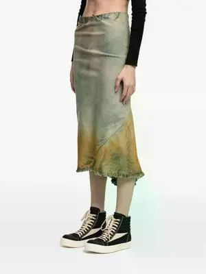 Rick Owens Dégradé-effect Frayed Midi Skirt