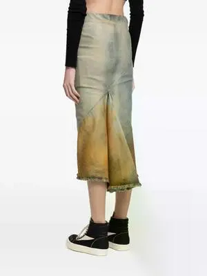Rick Owens Dégradé-effect Frayed Midi Skirt