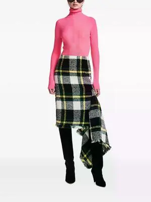 Essentiel Antwerp Checked Frayed-edge Midi Skirt