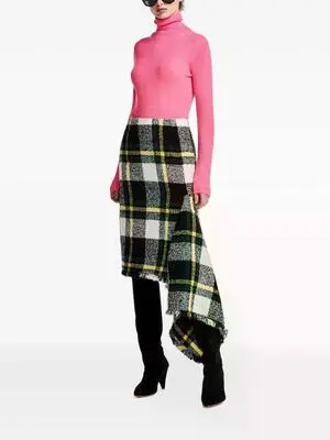 Essentiel Antwerp Checked Frayed-edge Midi Skirt