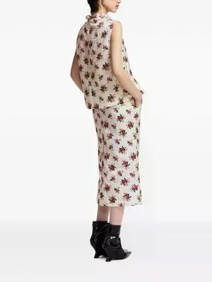 Essentiel Antwerp Klara Floral-print Ruffled Top - Neutrals