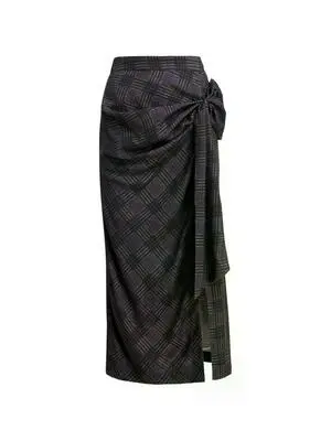Essentiel Antwerp Checked Draped Maxi Skirt