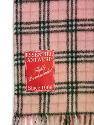 Essentiel Antwerp Kattern Check Fringed Scarf - Pink