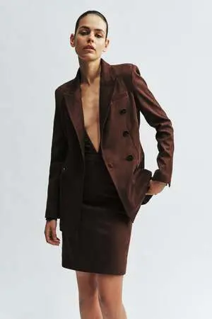Bardot Vanessa Faux Suede Blazer - Chocolate