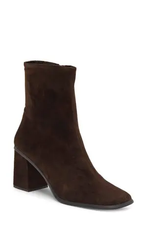 Jeffrey Campbell Theressa Block Heel Bootie Brown Suede