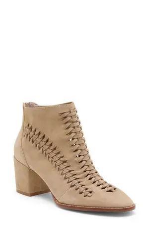 CECILIA NEW YORK Nora Block Heel Ankle Bootie - Beige