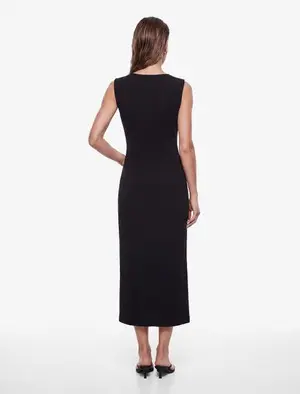Koton Sleeveless Crew Neck Draped Midi Dress With Accessory Detail