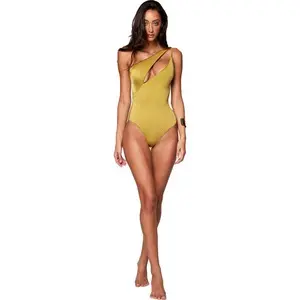 CHERINA  BEACHWEAR Cherina Beachwear Sindy One-shoulder Cut-out Swimsuit - Green
