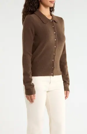 Lucky Brand Peter Pan Collar Button Front Cardigan