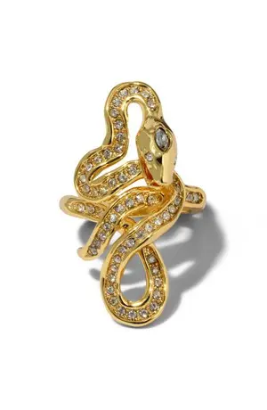 Alexis Bittar Serpent 14k Gold Plated Crystal Coiled Ring - Crystals