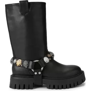 Kurt Geiger Eagles Harness Leather Biker Boot - Black