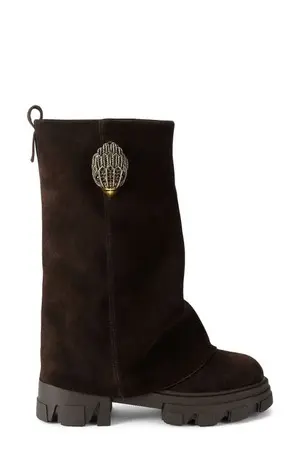 Kurt Geiger Stomp Leather Foldover Boot - Brown