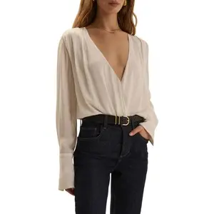 FAVORITE DAUGHTER The Date Stripe Jacquard Bodysuit - White
