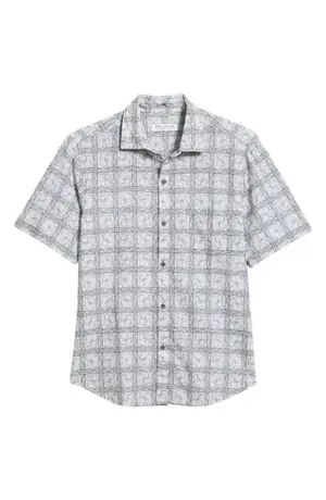 Tommy Bahama Bahama Coast Flora Check Islandzone® Short Sleeve Button-up Shirt - Ash Grey