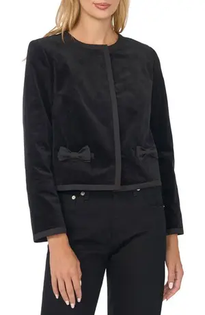 CECE DUPRAZ Bow Detail Collarless Jacket - Rich Black