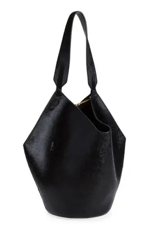 Khaite Small Lotus Genuine Calf Hair Top Handle Bag - Black