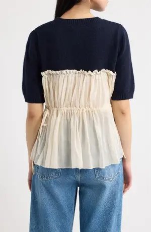 A.REN Liora Mixed Media Knit Top