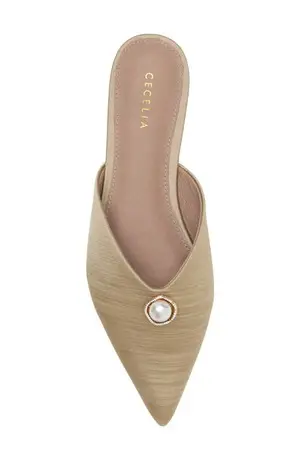 CECILIA NEW YORK Beatrice Pointed Toe Mule - Bronze Satin