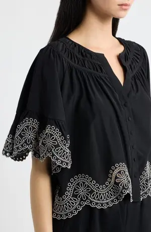 A.REN Isaly Embroidered Eyelet Blouse
