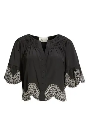 A.REN Isaly Embroidered Eyelet Blouse