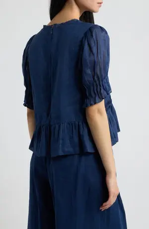 A.REN Brigette Smocked Peplum Top
