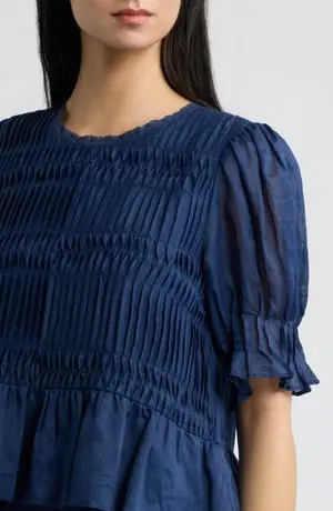 A.REN Brigette Smocked Peplum Top