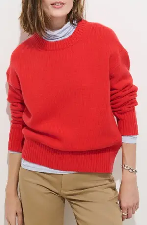 ALEX MILL Nottinghill Wool Sweater - Bright Red