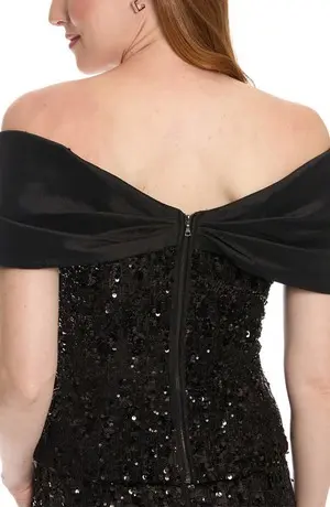 Maggy London Sequin Off The Shoulder Gown