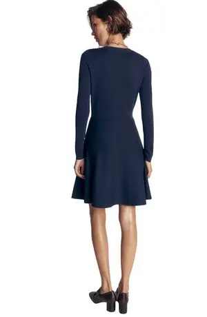 Boden Argyle Long Sleeve Jacquard Dress