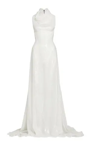 Maticevski Glistening Sequined Gown - White