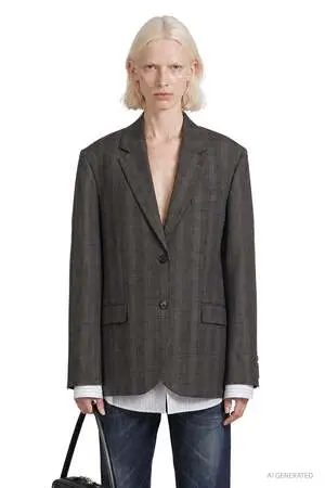 Acne Studios Layered Check Wool Blazer