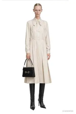 Gucci Crest Silk Habotai Dress - Beige