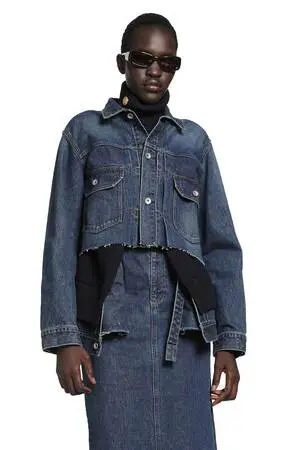 Sacai Denim X Wool Knit Jacket