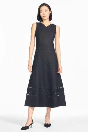 Sachin & Babi Michaela Black Tweed A-line Tea Length Dress - Carbon Roses