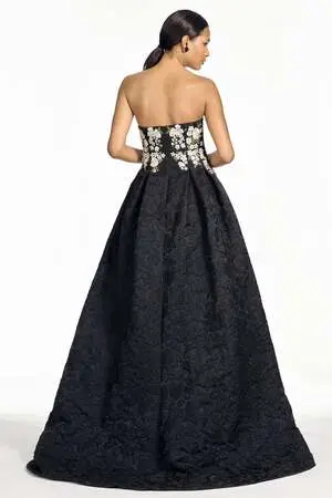 Sachin & Babi Astrid Black Embroidered A-line Gown