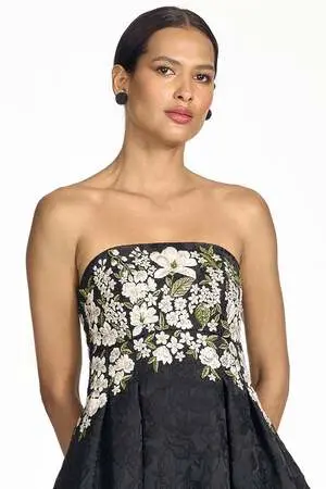 Sachin & Babi Astrid Black Embroidered A-line Gown