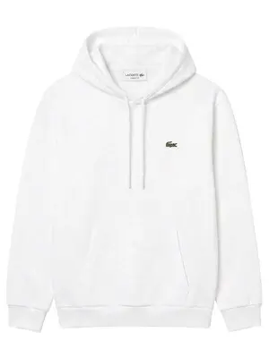 Lacoste Fleece Hooded Sweatshirt - White