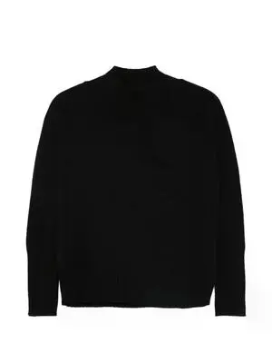 BE YOU Ribbed-knit Raglan-sleeve Sweater - Black