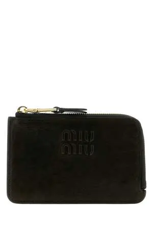 Miu Miu Mini Leather Card Holder 13 Cm X 7 Cm - Black