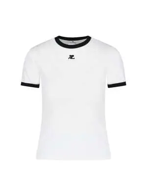 COURREGES Logo Trim Short Sleeve T-shirt
