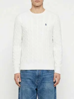 Polo Ralph Lauren Cotton Crewneck Jumper With Embroidered Pony Logo - White