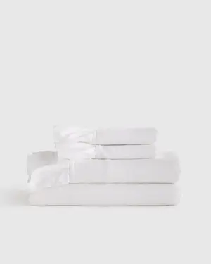 Quince European Linen Ruffle Sheet Set - White