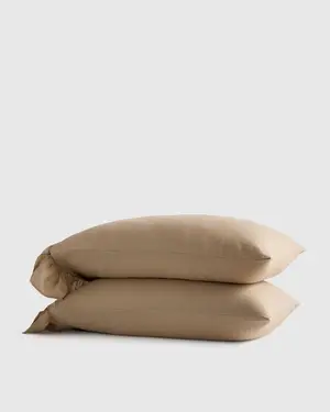 Quince European Linen Ruffle Pillowcase Set - Toffee