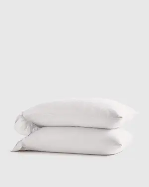 Quince European Linen Ruffle Pillowcase Set - White