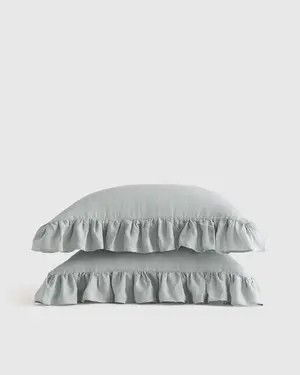 Quince European Linen Ruffle Sham Set - Mist