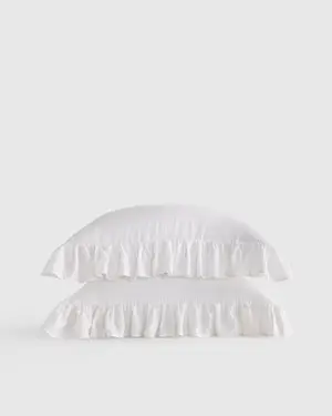 Quince European Linen Ruffle Sham Set - White