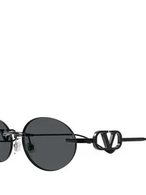 Valentino Garavani Vlogo Rimless Oval-frame Sunglasses - Black