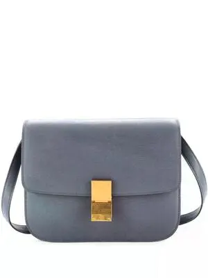 Celine Classic Box Bag Grainy Leather Medium Crossbody Bag - Grey