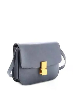 Celine Classic Box Bag Grainy Leather Medium Crossbody Bag - Grey